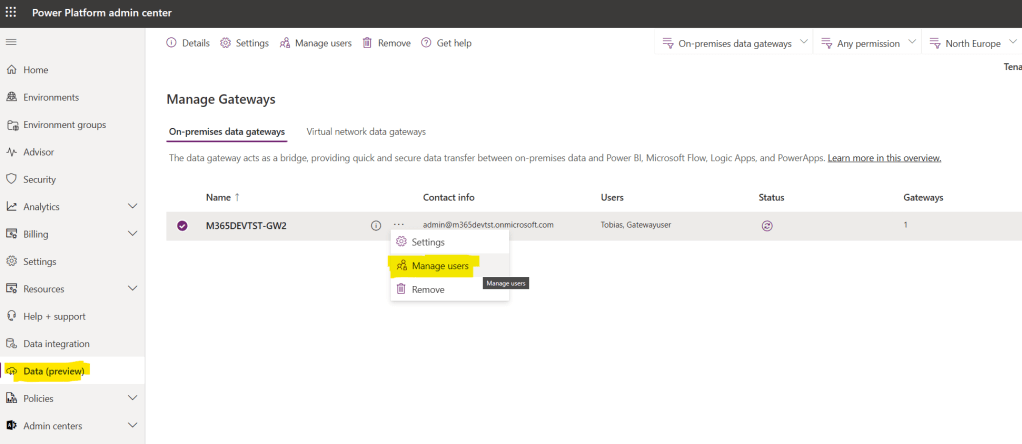Roles required for Data Gateway usage in Power Platform – MSFTNERDS