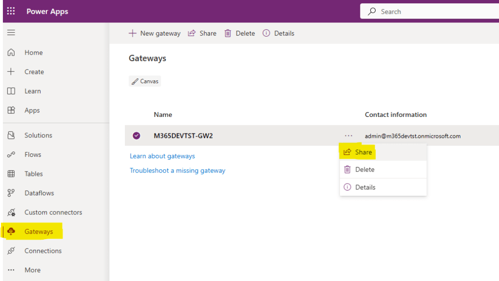Roles required for Data Gateway usage in Power Platform – MSFTNERDS